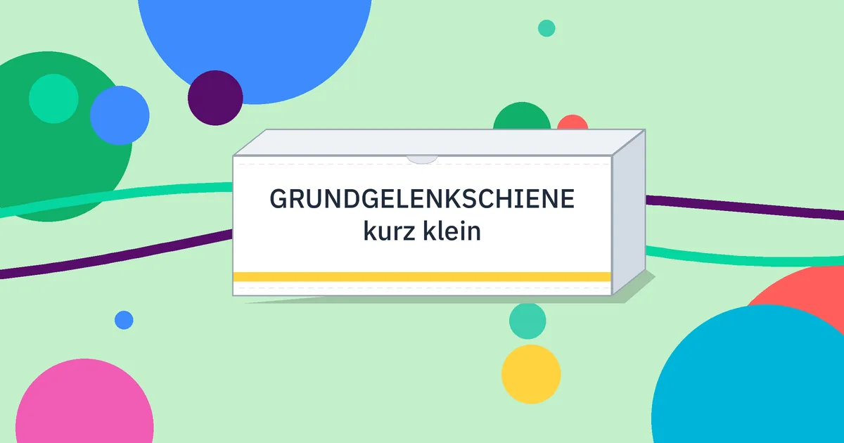 Symbolbild: Packung mit der Aufschrift GRUNDGELENKSCHIENE kurz klein (PZN 02072133) – Verfügbarkeit und Bezug in Apotheken in Frankfurt am Main