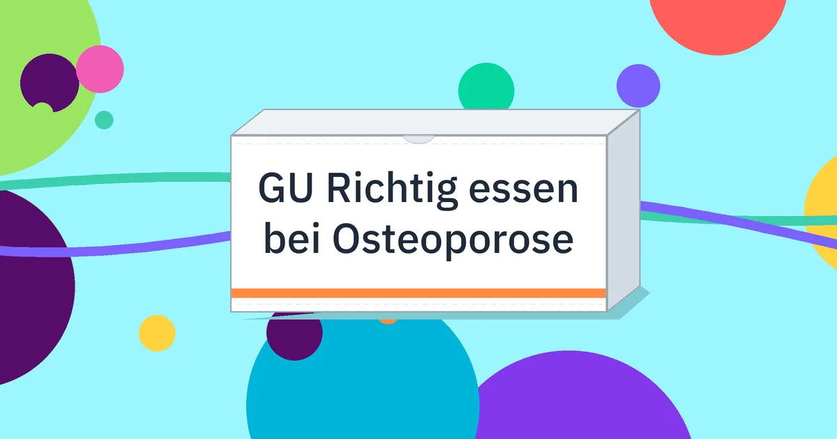 Symbolbild: Packung mit der Aufschrift GU Richtig essen bei Osteoporose (PZN 20844183) – Verfügbarkeit und Bezug in Apotheken in Frankfurt am Main