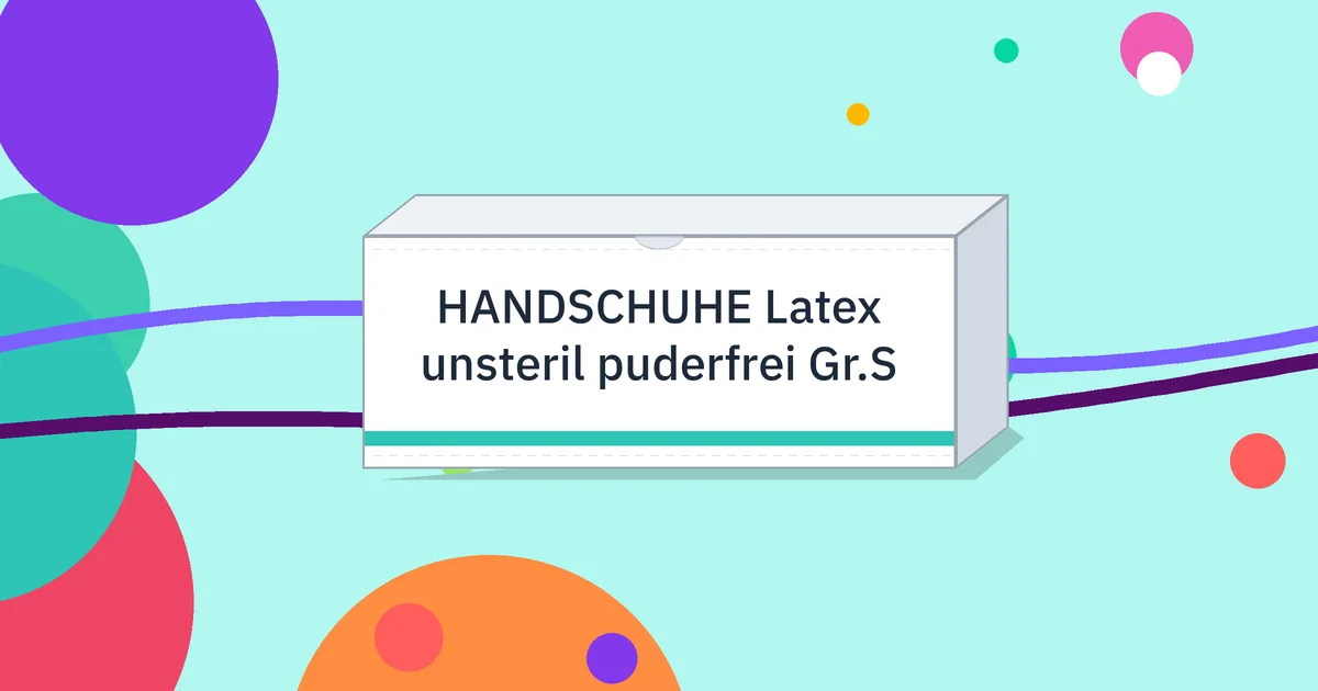 Symbolbild: Packung mit der Aufschrift HANDSCHUHE Latex unsteril puderfrei Gr.S (PZN 01153438) – Verfügbarkeit und Bezug in Apotheken in Frankfurt am Main