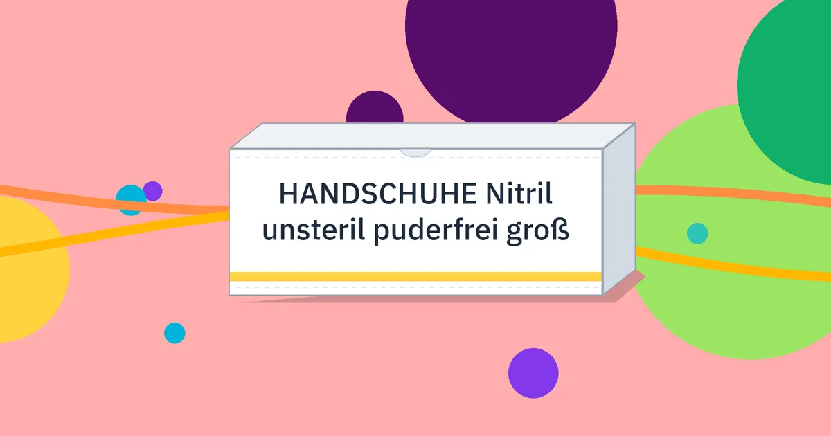 Symbolbild: Packung mit der Aufschrift HANDSCHUHE Nitril unsteril puderfrei groß (PZN 09275276) – Verfügbarkeit und Bezug in Apotheken in Frankfurt am Main