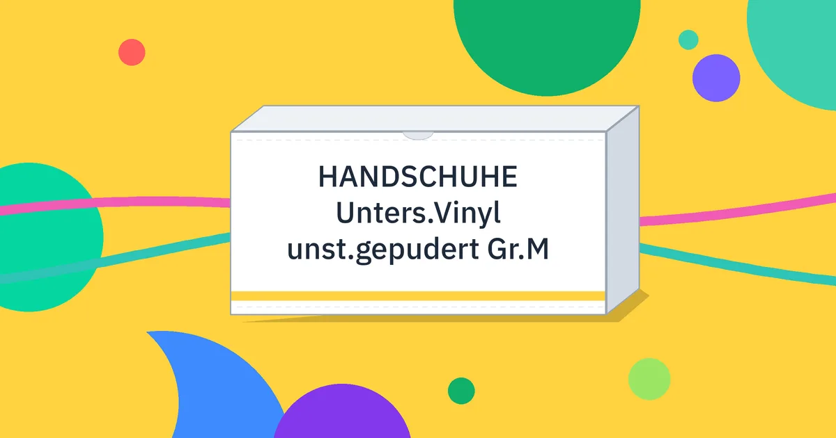 Symbolbild: Packung mit der Aufschrift HANDSCHUHE Unters.Vinyl unst.gepudert Gr.M (PZN 04980171) – Verfügbarkeit und Bezug in Apotheken in Frankfurt am Main