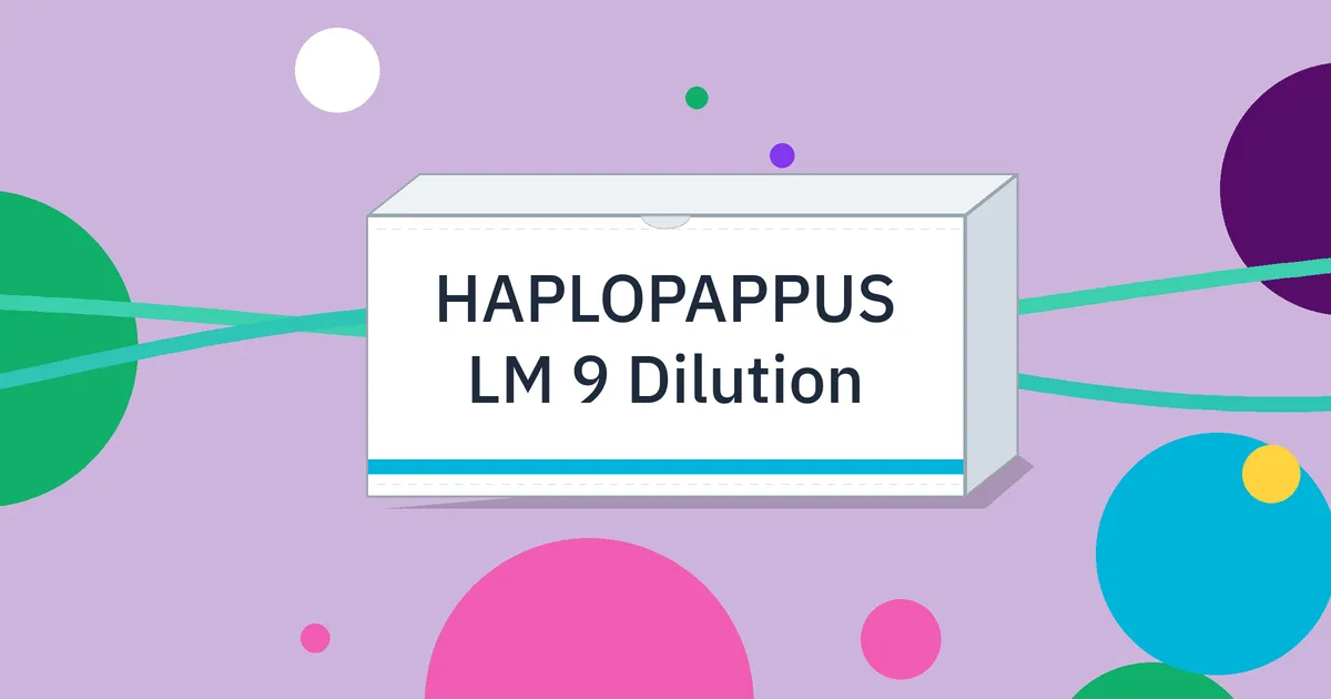 Symbolbild: Packung mit der Aufschrift HAPLOPAPPUS LM 9 Dilution (PZN 12884814) – Verfügbarkeit und Bezug in Apotheken in Frankfurt am Main