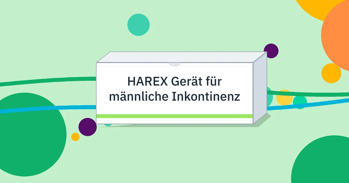 Symbolbild: Packung mit der Aufschrift HAREX Gerät für männliche Inkontinenz (PZN 16499349) – Verfügbarkeit und Bezug in Apotheken in Frankfurt am Main