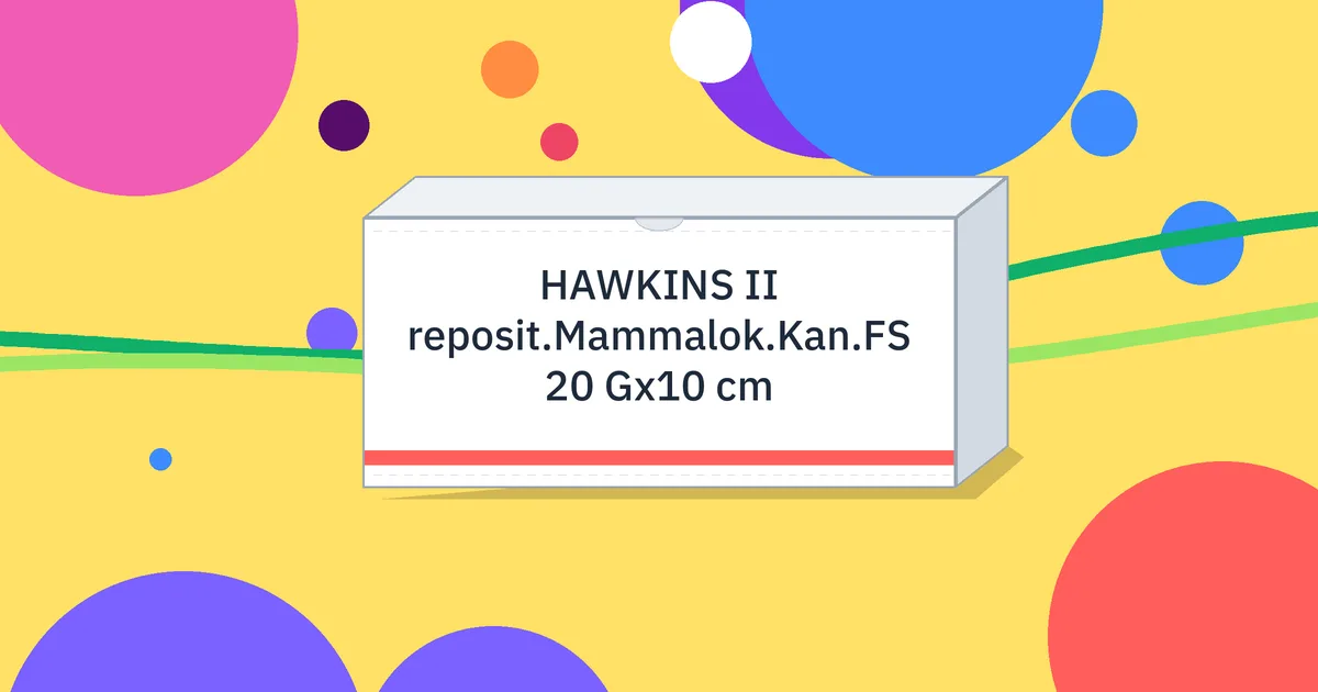 Symbolbild: Packung mit der Aufschrift HAWKINS II reposit.Mammalok.Kan.FS 20 Gx10 cm (PZN 04501851) – Verfügbarkeit und Bezug in Apotheken in Frankfurt am Main