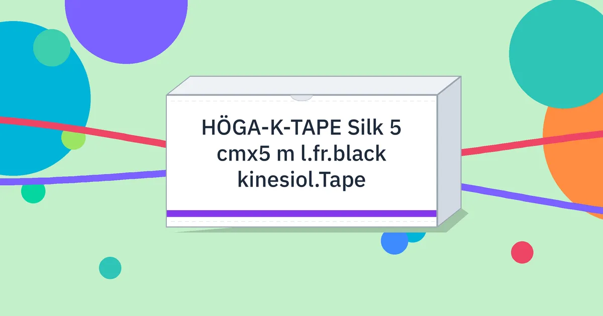 Symbolbild: Packung mit der Aufschrift HÖGA-K-TAPE Silk 5 cmx5 m l.fr.black kinesiol.Tape (PZN 14136281) – Verfügbarkeit und Bezug in Apotheken in Frankfurt am Main