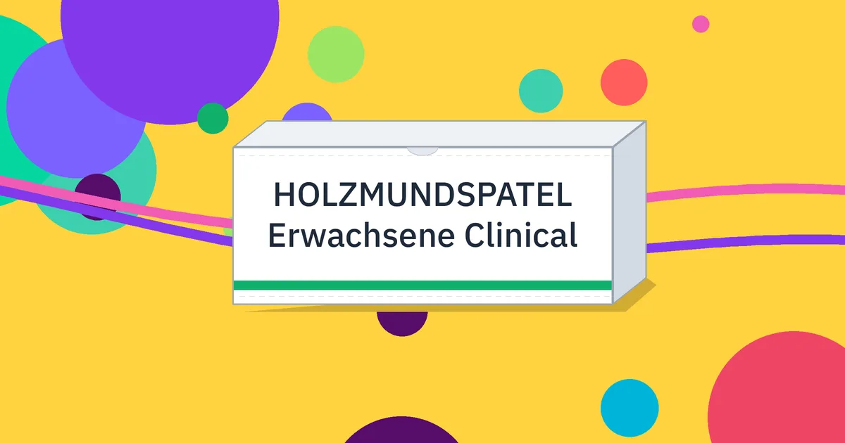 Symbolbild: Packung mit der Aufschrift HOLZMUNDSPATEL Erwachsene Clinical (PZN 11601719) – Verfügbarkeit und Bezug in Apotheken in Frankfurt am Main
