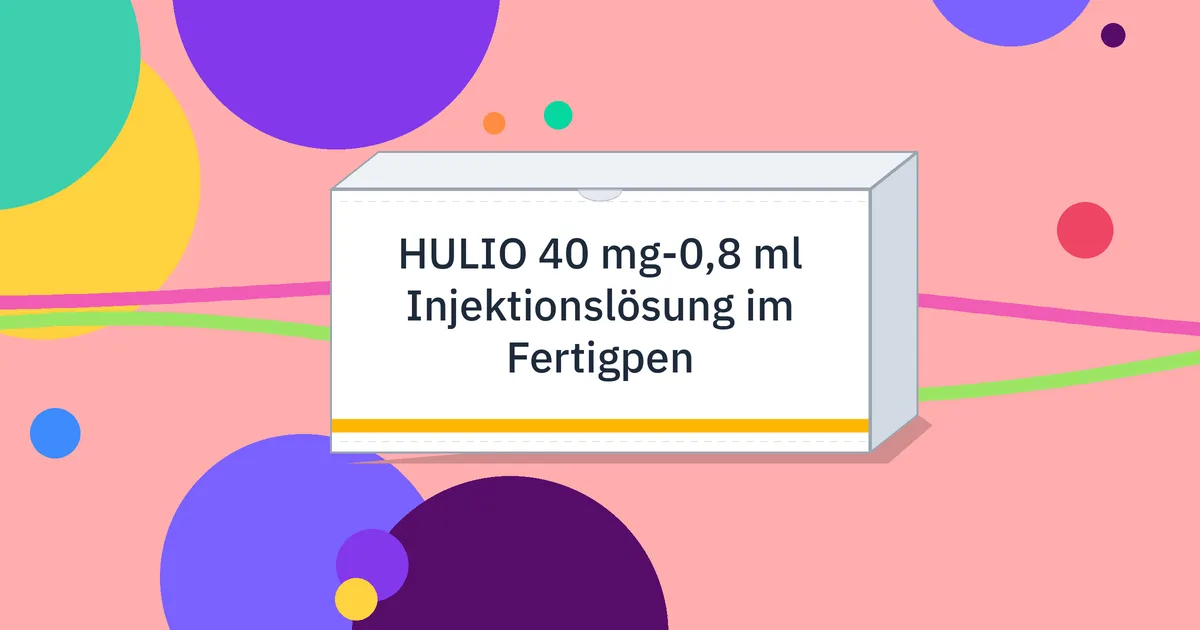 Symbolbild: Packung mit der Aufschrift HULIO 40 mg-0,8 ml Injektionslösung im Fertigpen (PZN 18022999) – Verfügbarkeit und Bezug in Apotheken in Frankfurt am Main