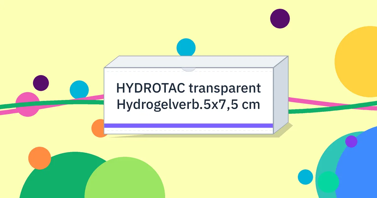 Symbolbild: Packung mit der Aufschrift HYDROTAC transparent Hydrogelverb.5x7,5 cm (PZN 17515607) – Verfügbarkeit und Bezug in Apotheken in Frankfurt am Main
