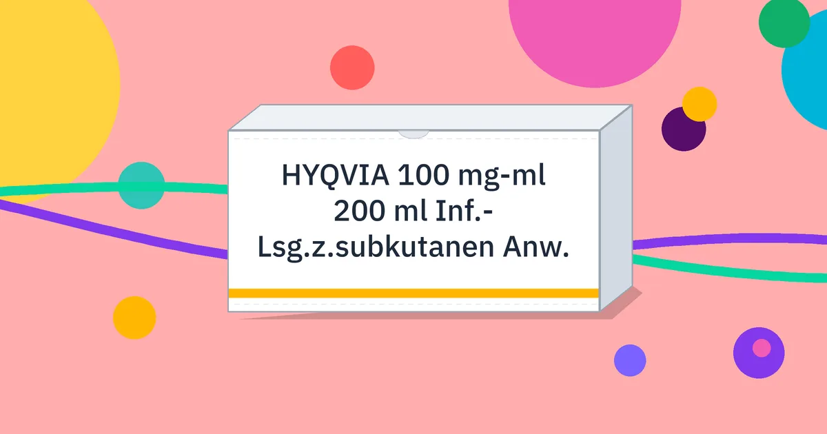 Symbolbild: Packung mit der Aufschrift HYQVIA 100 mg-ml 200 ml Inf.-Lsg.z.subkutanen Anw. (PZN 19960079) – Verfügbarkeit und Bezug in Apotheken in Frankfurt am Main