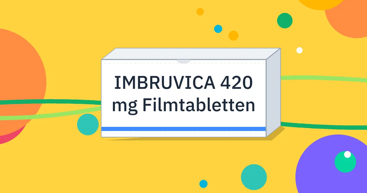 Symbolbild: Packung mit der Aufschrift IMBRUVICA 420 mg Filmtabletten (PZN 18352768) – Verfügbarkeit und Bezug in Apotheken in Frankfurt am Main