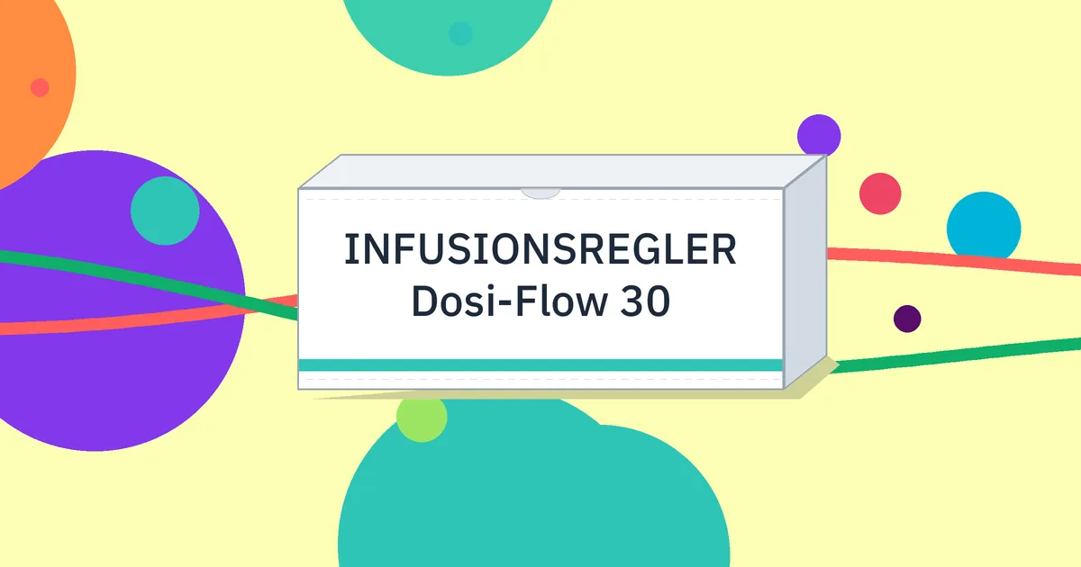 Symbolbild: Packung mit der Aufschrift INFUSIONSREGLER Dosi-Flow 30 (PZN 06638554) – Verfügbarkeit und Bezug in Apotheken in Frankfurt am Main