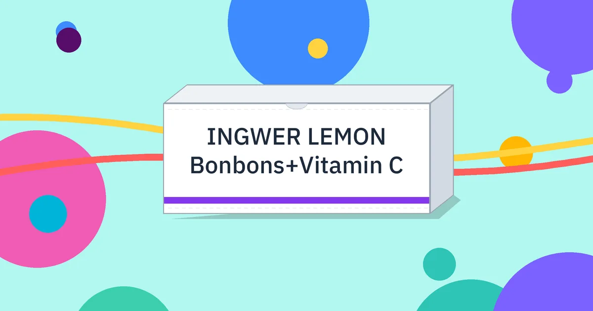 Symbolbild: Packung mit der Aufschrift INGWER LEMON Bonbons+Vitamin C (PZN 06845661) – Verfügbarkeit und Bezug in Apotheken in Frankfurt am Main