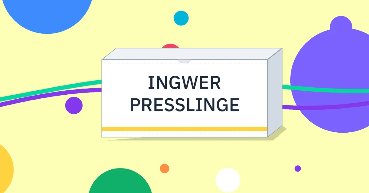 Symbolbild: Packung mit der Aufschrift INGWER PRESSLINGE (PZN 14040397) – Verfügbarkeit und Bezug in Apotheken in Frankfurt am Main