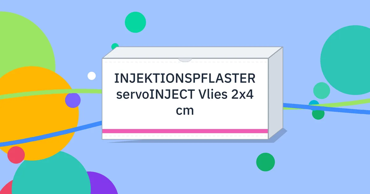 Symbolbild: Packung mit der Aufschrift INJEKTIONSPFLASTER servoINJECT Vlies 2x4 cm (PZN 02512862) – Verfügbarkeit und Bezug in Apotheken in Frankfurt am Main