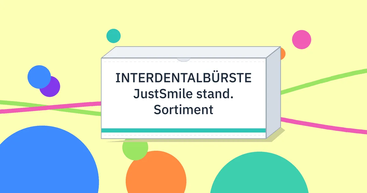 Symbolbild: Packung mit der Aufschrift INTERDENTALBÜRSTE JustSmile stand. Sortiment (PZN 09768524) – Verfügbarkeit und Bezug in Apotheken in Frankfurt am Main