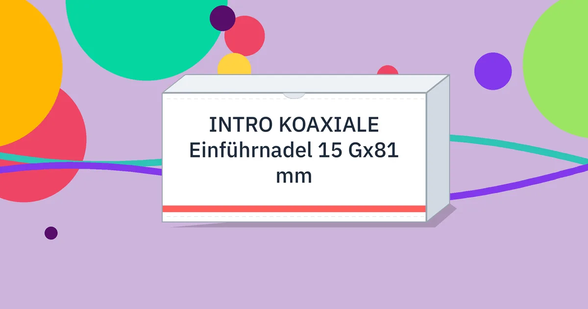 Symbolbild: Packung mit der Aufschrift INTRO KOAXIALE Einführnadel 15 Gx81 mm (PZN 19737080) – Verfügbarkeit und Bezug in Apotheken in Frankfurt am Main