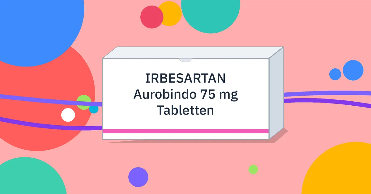 Symbolbild: Packung mit der Aufschrift IRBESARTAN Aurobindo 75 mg Tabletten (PZN 02722105) – Verfügbarkeit und Bezug in Apotheken in Frankfurt am Main
