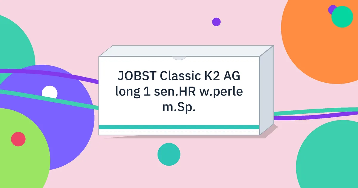 Symbolbild: Packung mit der Aufschrift JOBST Classic K2 AG long 1 sen.HR w.perle m.Sp. (PZN 17959586) – Verfügbarkeit und Bezug in Apotheken in Frankfurt am Main