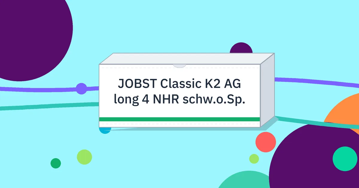 Symbolbild: Packung mit der Aufschrift JOBST Classic K2 AG long 4 NHR schw.o.Sp. (PZN 10726620) – Verfügbarkeit und Bezug in Apotheken in Frankfurt am Main