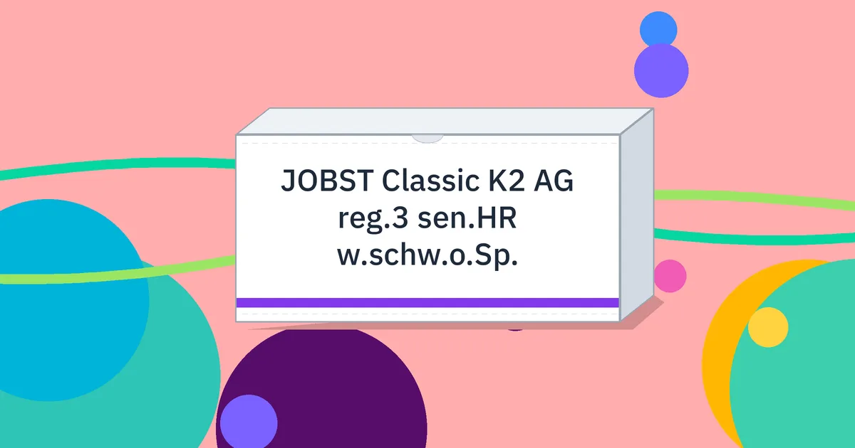Symbolbild: Packung mit der Aufschrift JOBST Classic K2 AG reg.3 sen.HR w.schw.o.Sp. (PZN 17960661) – Verfügbarkeit und Bezug in Apotheken in Frankfurt am Main