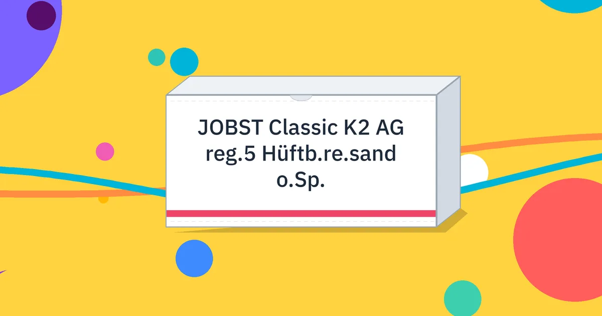 Symbolbild: Packung mit der Aufschrift JOBST Classic K2 AG reg.5 Hüftb.re.sand o.Sp. (PZN 13067394) – Verfügbarkeit und Bezug in Apotheken in Frankfurt am Main