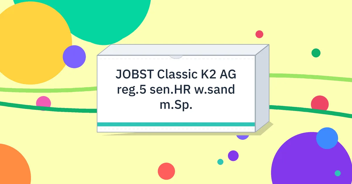 Symbolbild: Packung mit der Aufschrift JOBST Classic K2 AG reg.5 sen.HR w.sand m.Sp. (PZN 17960980) – Verfügbarkeit und Bezug in Apotheken in Frankfurt am Main