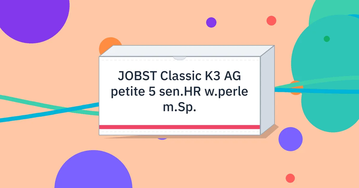 Symbolbild: Packung mit der Aufschrift JOBST Classic K3 AG petite 5 sen.HR w.perle m.Sp. (PZN 17956783) – Verfügbarkeit und Bezug in Apotheken in Frankfurt am Main