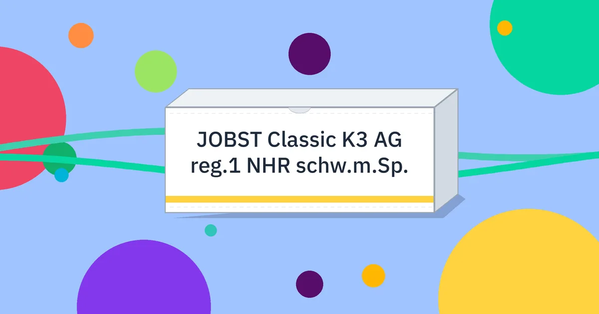 Symbolbild: Packung mit der Aufschrift JOBST Classic K3 AG reg.1 NHR schw.m.Sp. (PZN 13073377) – Verfügbarkeit und Bezug in Apotheken in Frankfurt am Main