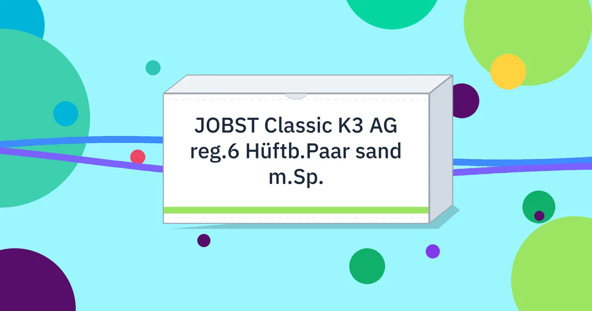 Symbolbild: Packung mit der Aufschrift JOBST Classic K3 AG reg.6 Hüftb.Paar sand m.Sp. (PZN 13075867) – Verfügbarkeit und Bezug in Apotheken in Frankfurt am Main