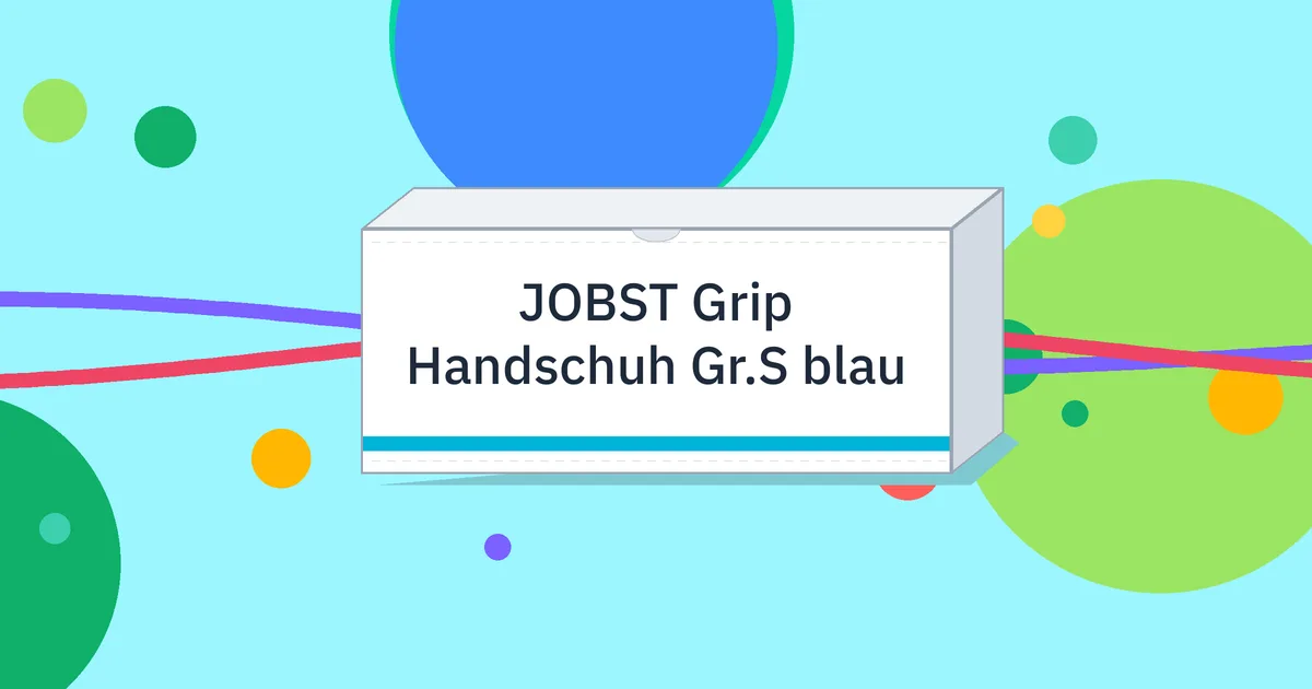 Symbolbild: Packung mit der Aufschrift JOBST Grip Handschuh Gr.S blau (PZN 15233365) – Verfügbarkeit und Bezug in Apotheken in Frankfurt am Main