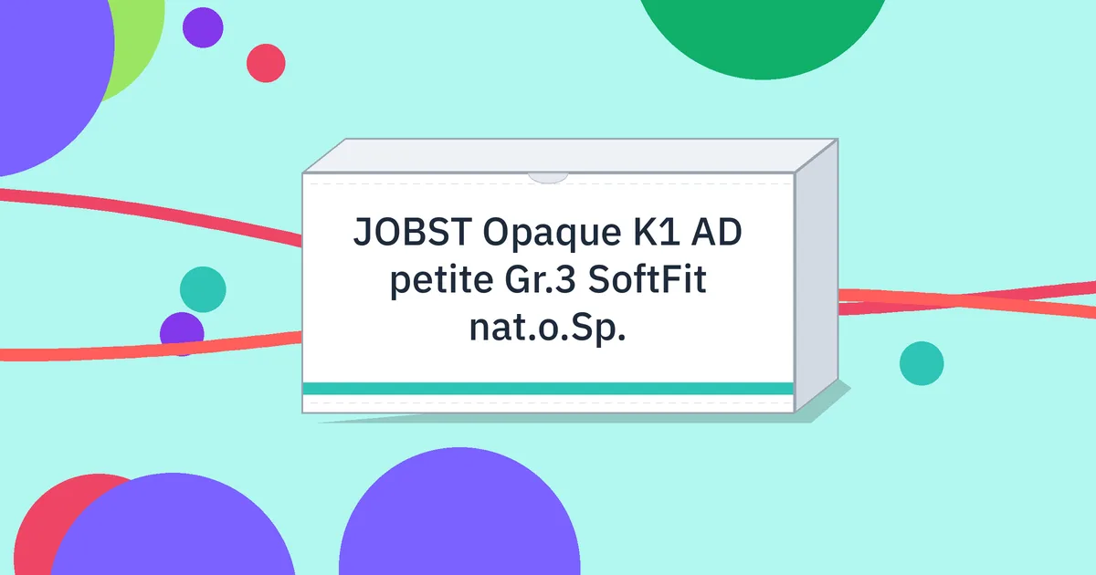 Symbolbild: Packung mit der Aufschrift JOBST Opaque K1 AD petite Gr.3 SoftFit nat.o.Sp. (PZN 13080609) – Verfügbarkeit und Bezug in Apotheken in Frankfurt am Main
