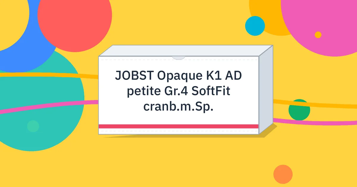 Symbolbild: Packung mit der Aufschrift JOBST Opaque K1 AD petite Gr.4 SoftFit cranb.m.Sp. (PZN 13079374) – Verfügbarkeit und Bezug in Apotheken in Frankfurt am Main
