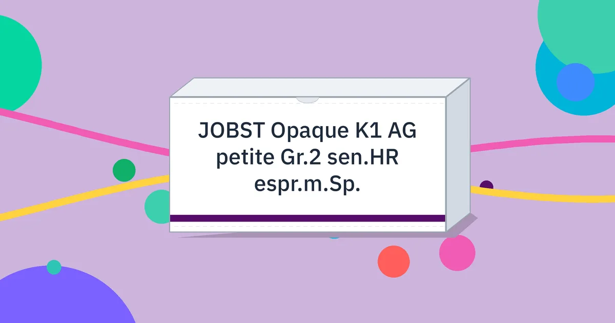 Symbolbild: Packung mit der Aufschrift JOBST Opaque K1 AG petite Gr.2 sen.HR espr.m.Sp. (PZN 16271072) – Verfügbarkeit und Bezug in Apotheken in Frankfurt am Main