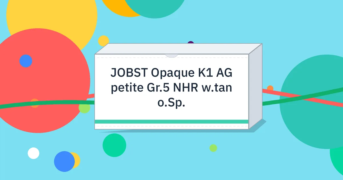 Symbolbild: Packung mit der Aufschrift JOBST Opaque K1 AG petite Gr.5 NHR w.tan o.Sp. (PZN 16270061) – Verfügbarkeit und Bezug in Apotheken in Frankfurt am Main