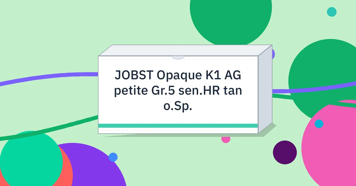 Symbolbild: Packung mit der Aufschrift JOBST Opaque K1 AG petite Gr.5 sen.HR tan o.Sp. (PZN 16270173) – Verfügbarkeit und Bezug in Apotheken in Frankfurt am Main