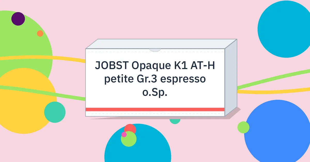 Symbolbild: Packung mit der Aufschrift JOBST Opaque K1 AT-H petite Gr.3 espresso o.Sp. (PZN 16277086) – Verfügbarkeit und Bezug in Apotheken in Frankfurt am Main