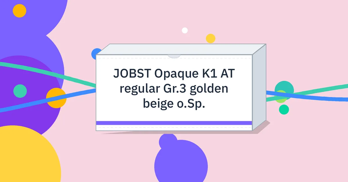 Symbolbild: Packung mit der Aufschrift JOBST Opaque K1 AT regular Gr.3 golden beige o.Sp. (PZN 16274538) – Verfügbarkeit und Bezug in Apotheken in Frankfurt am Main