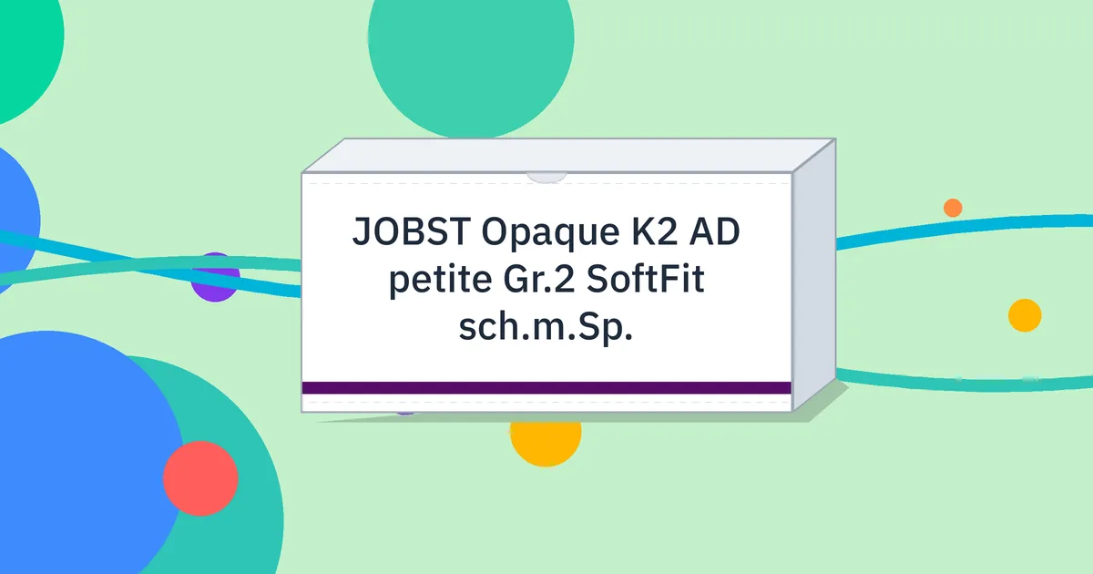 Symbolbild: Packung mit der Aufschrift JOBST Opaque K2 AD petite Gr.2 SoftFit sch.m.Sp. (PZN 11250639) – Verfügbarkeit und Bezug in Apotheken in Frankfurt am Main