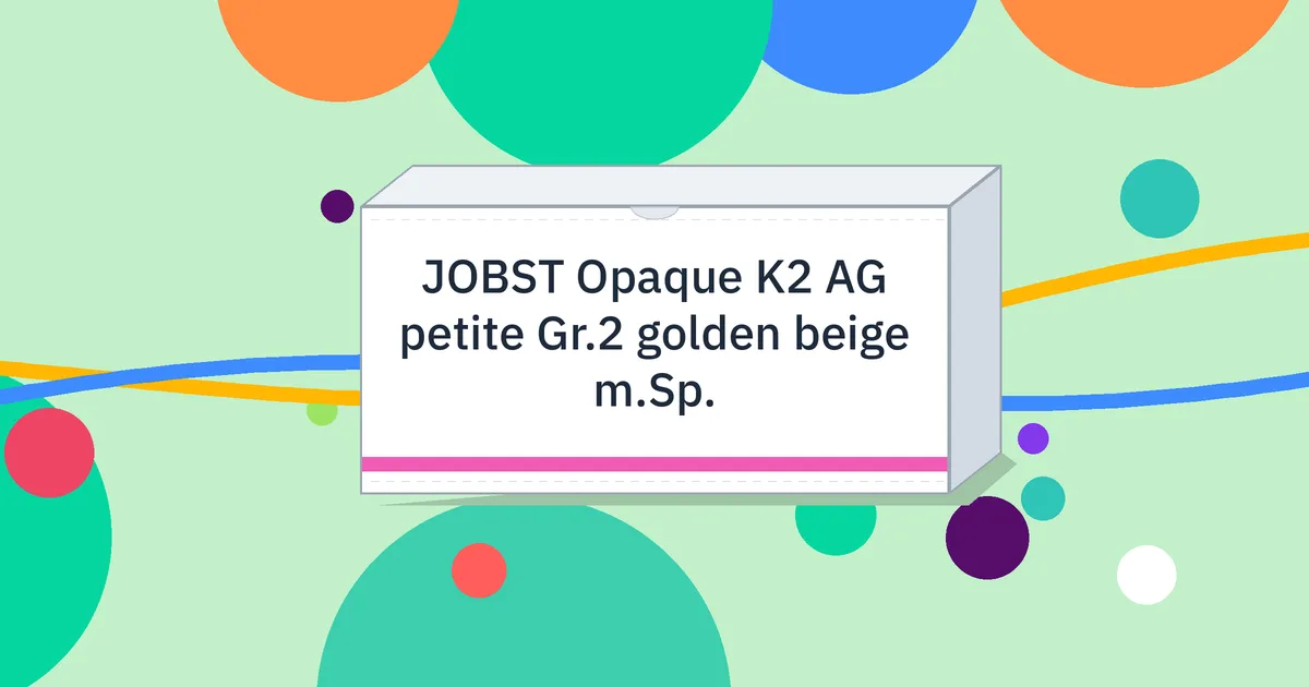 Symbolbild: Packung mit der Aufschrift JOBST Opaque K2 AG petite Gr.2 golden beige m.Sp. (PZN 16283773) – Verfügbarkeit und Bezug in Apotheken in Frankfurt am Main