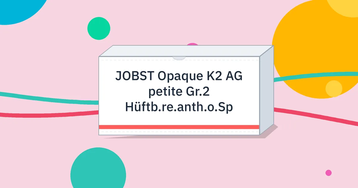 Symbolbild: Packung mit der Aufschrift JOBST Opaque K2 AG petite Gr.2 Hüftb.re.anth.o.Sp (PZN 16288693) – Verfügbarkeit und Bezug in Apotheken in Frankfurt am Main