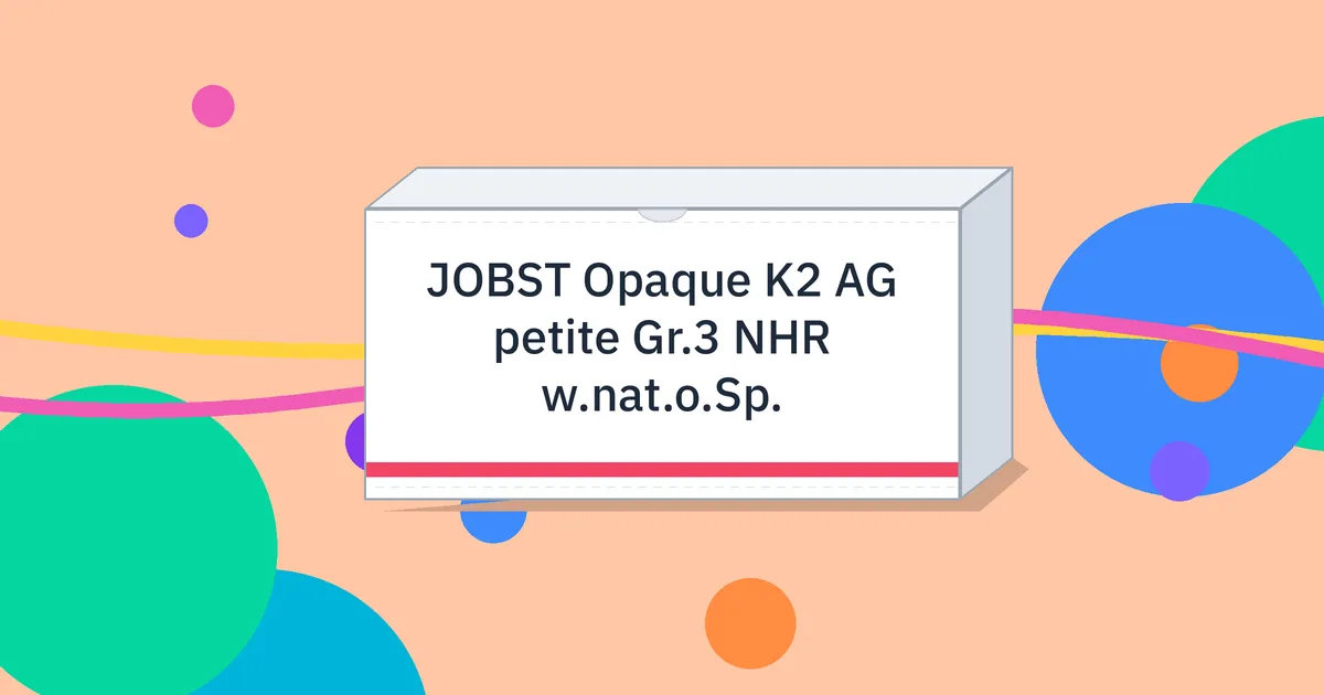 Symbolbild: Packung mit der Aufschrift JOBST Opaque K2 AG petite Gr.3 NHR w.nat.o.Sp. (PZN 11256004) – Verfügbarkeit und Bezug in Apotheken in Frankfurt am Main