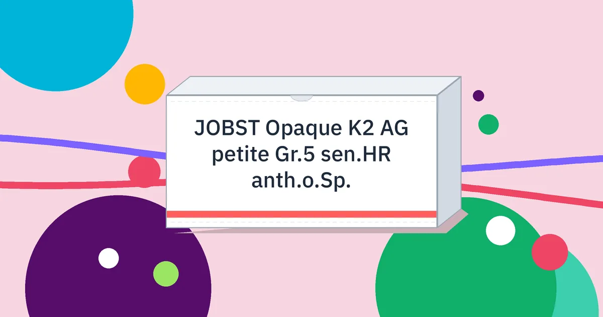 Symbolbild: Packung mit der Aufschrift JOBST Opaque K2 AG petite Gr.5 sen.HR anth.o.Sp. (PZN 16283253) – Verfügbarkeit und Bezug in Apotheken in Frankfurt am Main