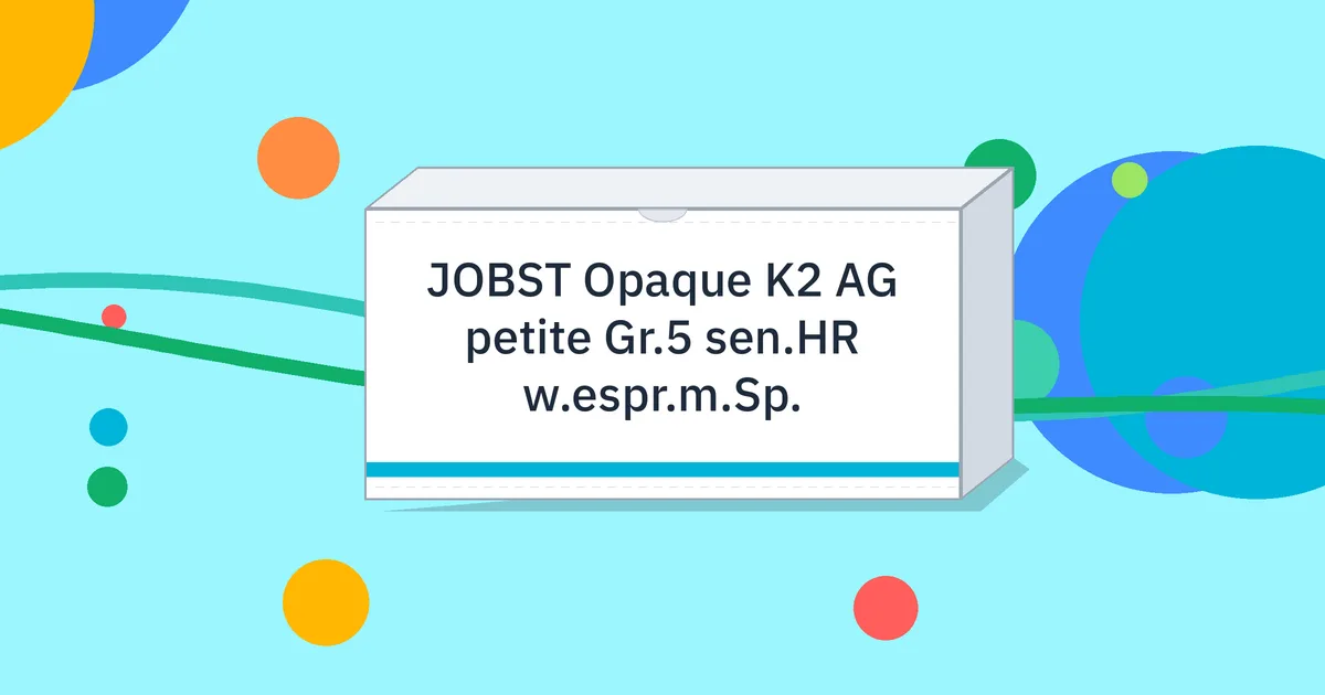 Symbolbild: Packung mit der Aufschrift JOBST Opaque K2 AG petite Gr.5 sen.HR w.espr.m.Sp. (PZN 16286056) – Verfügbarkeit und Bezug in Apotheken in Frankfurt am Main