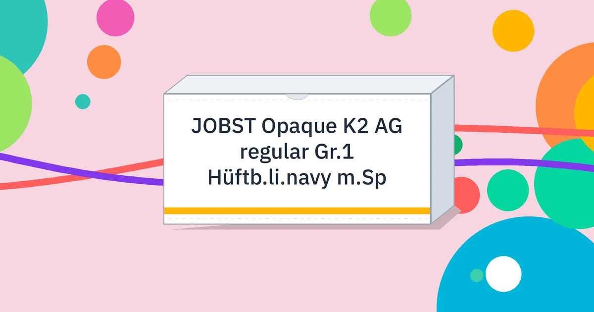 Symbolbild: Packung mit der Aufschrift JOBST Opaque K2 AG regular Gr.1 Hüftb.li.navy m.Sp (PZN 13115762) – Verfügbarkeit und Bezug in Apotheken in Frankfurt am Main