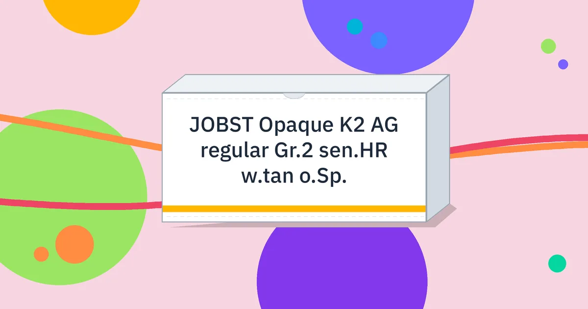 Symbolbild: Packung mit der Aufschrift JOBST Opaque K2 AG regular Gr.2 sen.HR w.tan o.Sp. (PZN 16281550) – Verfügbarkeit und Bezug in Apotheken in Frankfurt am Main
