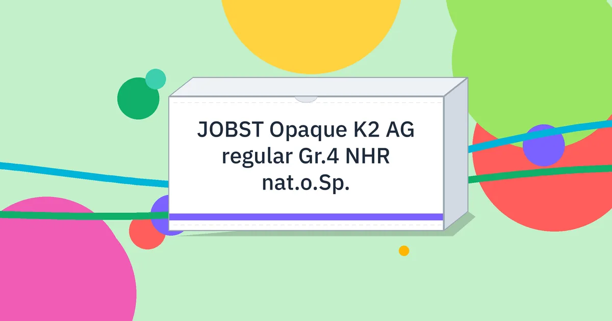Symbolbild: Packung mit der Aufschrift JOBST Opaque K2 AG regular Gr.4 NHR nat.o.Sp. (PZN 10723343) – Verfügbarkeit und Bezug in Apotheken in Frankfurt am Main