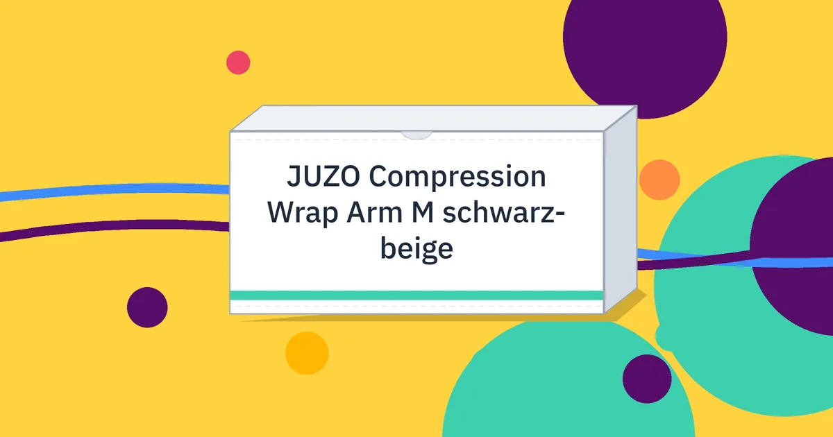 Symbolbild: Packung mit der Aufschrift JUZO Compression Wrap Arm M schwarz-beige (PZN 16143606) – Verfügbarkeit und Bezug in Apotheken in Frankfurt am Main