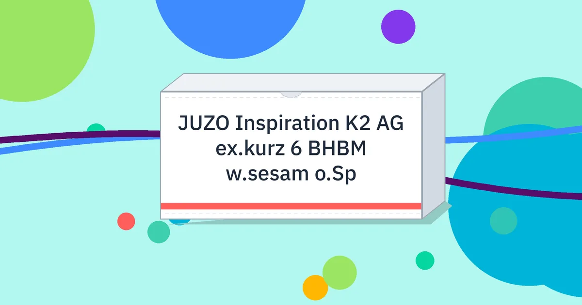 Symbolbild: Packung mit der Aufschrift JUZO Inspiration K2 AG ex.kurz 6 BHBM w.sesam o.Sp (PZN 14885901) – Verfügbarkeit und Bezug in Apotheken in Frankfurt am Main