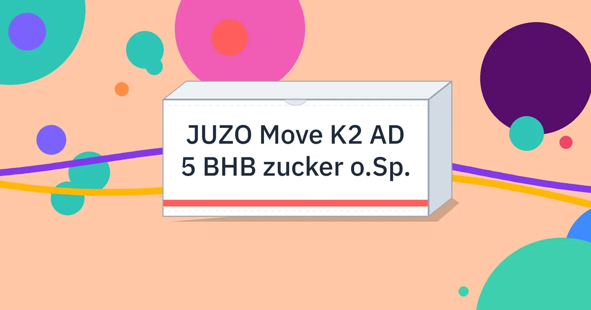 Symbolbild: Packung mit der Aufschrift JUZO Move K2 AD 5 BHB zucker o.Sp. (PZN 18508207) – Verfügbarkeit und Bezug in Apotheken in Frankfurt am Main