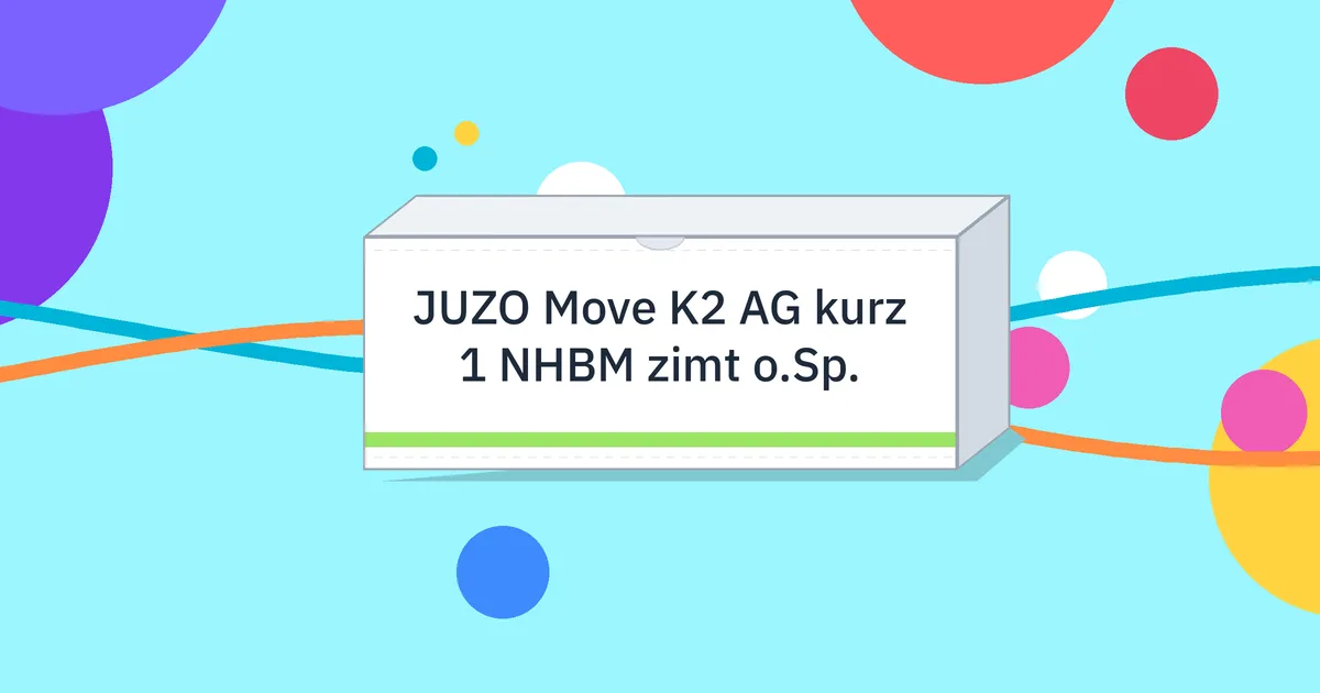 Symbolbild: Packung mit der Aufschrift JUZO Move K2 AG kurz 1 NHBM zimt o.Sp. (PZN 18529215) – Verfügbarkeit und Bezug in Apotheken in Frankfurt am Main
